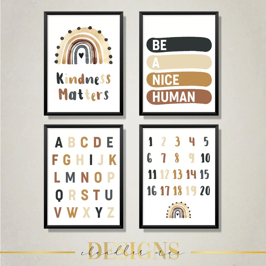 Kindness Matters Printable Wall Art Set Be A Nice Human Classroom ...