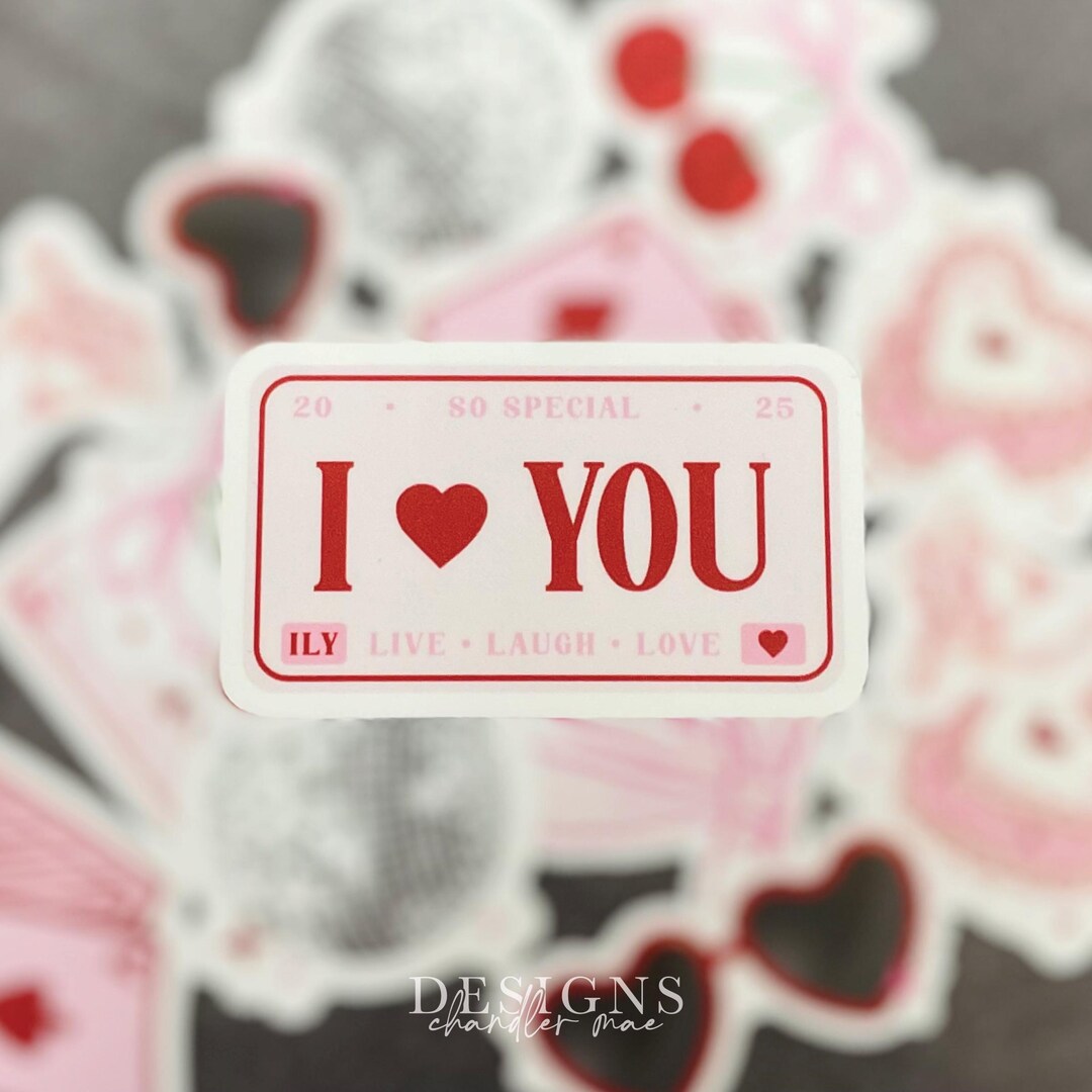 I Love You License Plate Sticker - Girly Aesthetic - Laptop Sticker ...