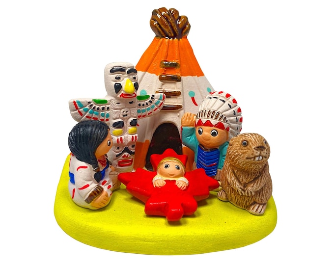 Native Canadian Nativity Scene Handmade in Clay 1 Block 3.3x2.2x2.8 ...