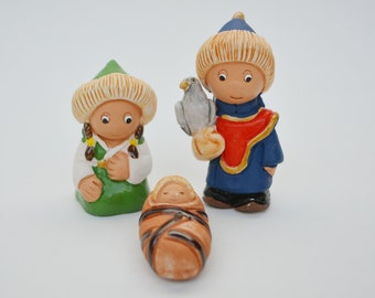 Spanish Nativity Set Handmade in Clay 3 Characters | Etsy
