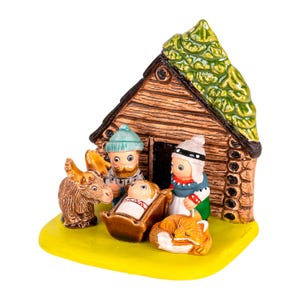 Norwegian Nativity Scene - Handmade in Clay - 1 Block - 3.8"x2.2"x2.9 ...