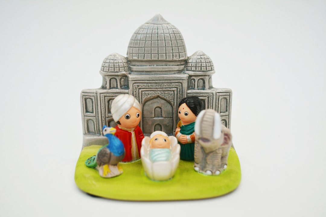 Indian b Nativity Scene Handmade in Clay 1 Block 3.8x2.2x2.9 High, Taj ...