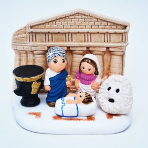 Greek Nativity Scene Handmade in Clay 1 Block 3.1x2x3.1 High, Greece ...