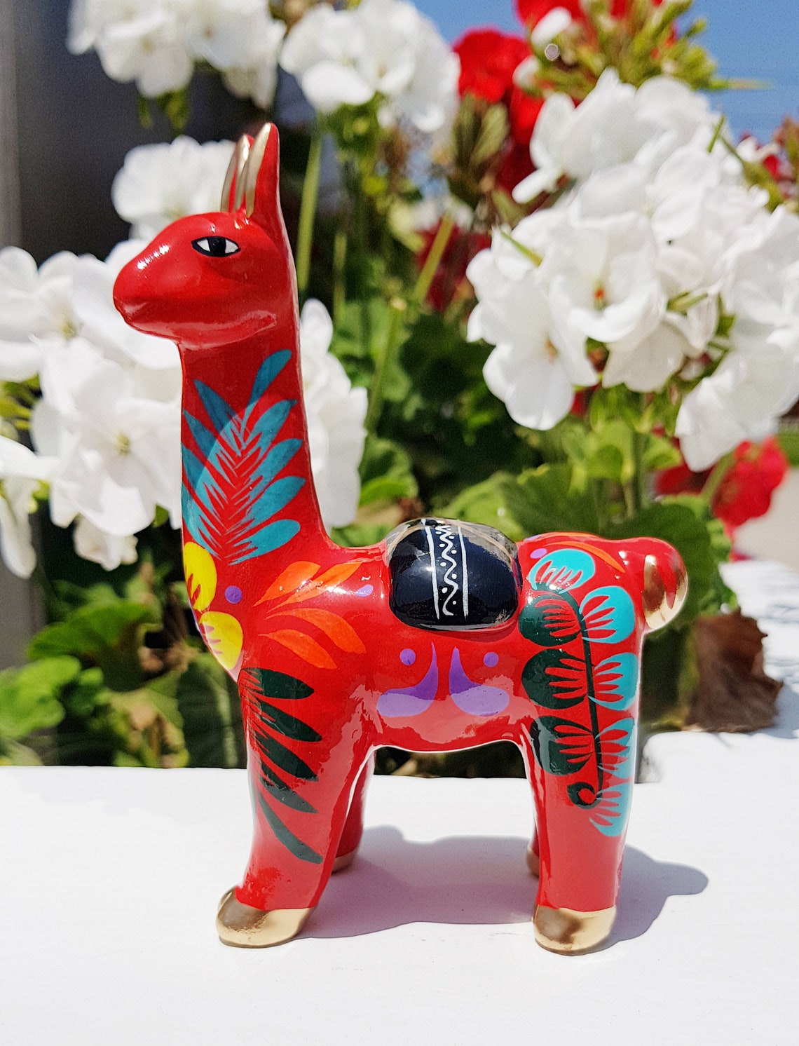 Llama Ceramic Figurine Hand Painted in Ceramic 4.7 / - Etsy