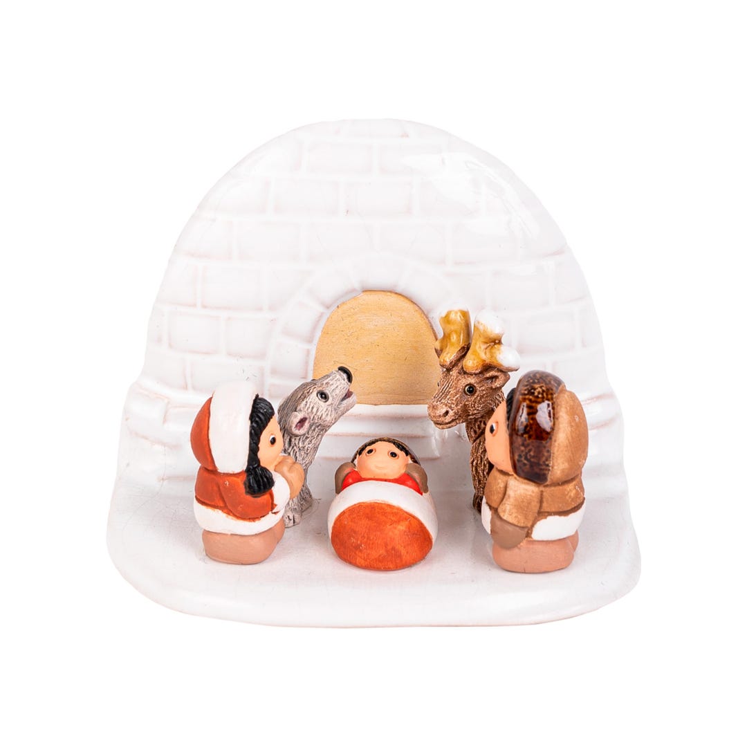 Artic Igloo Nativity Scene - Handmade in Clay - 1 Block - 3.8"x2.2"x2.9 ...
