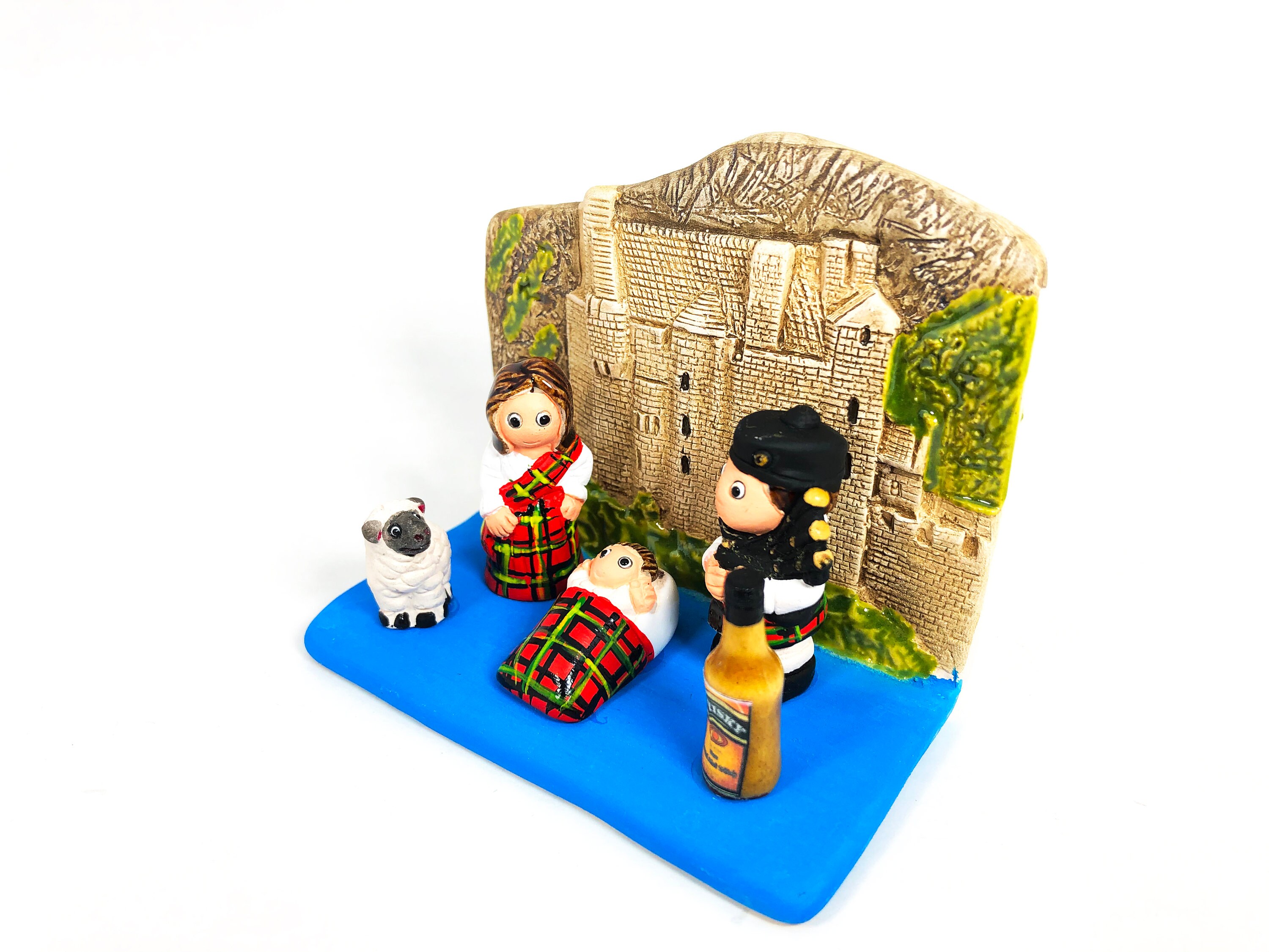 Scottish Nativity Scene - Handmade in Clay - 1 Block - 3.3"x2.2"x2.2 ...