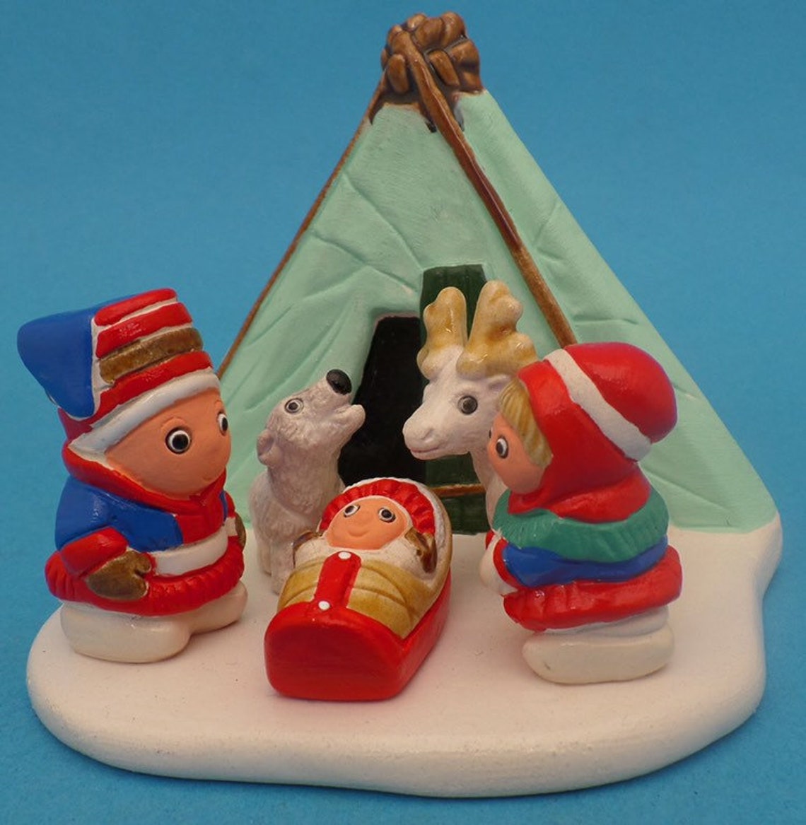 Saami Nativity Scene Handmade in Clay 1 block | Etsy