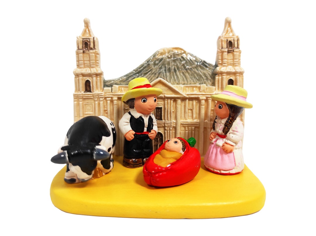 Arequipa Nativity Scene - Handmade in Clay - 1 Block - 3.15"x2.15"x3.15 ...