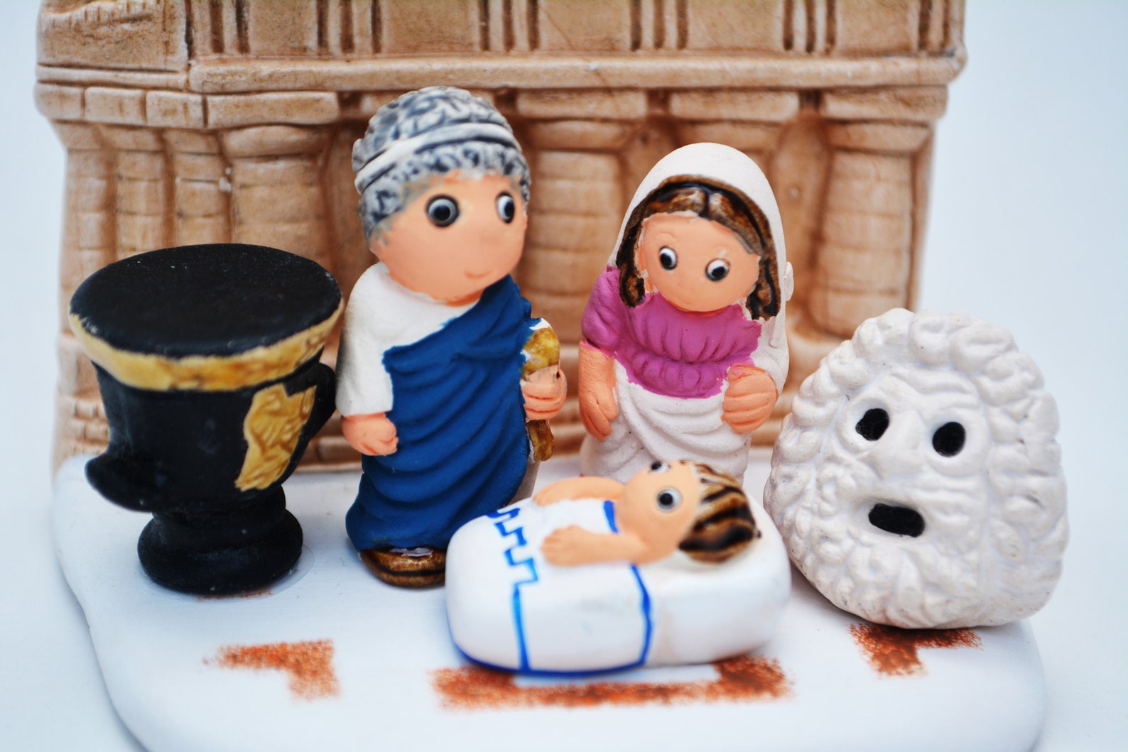Greek Nativity Scene - Handmade in Clay - 1 Block - 3.1"x2"x3.1" High ...