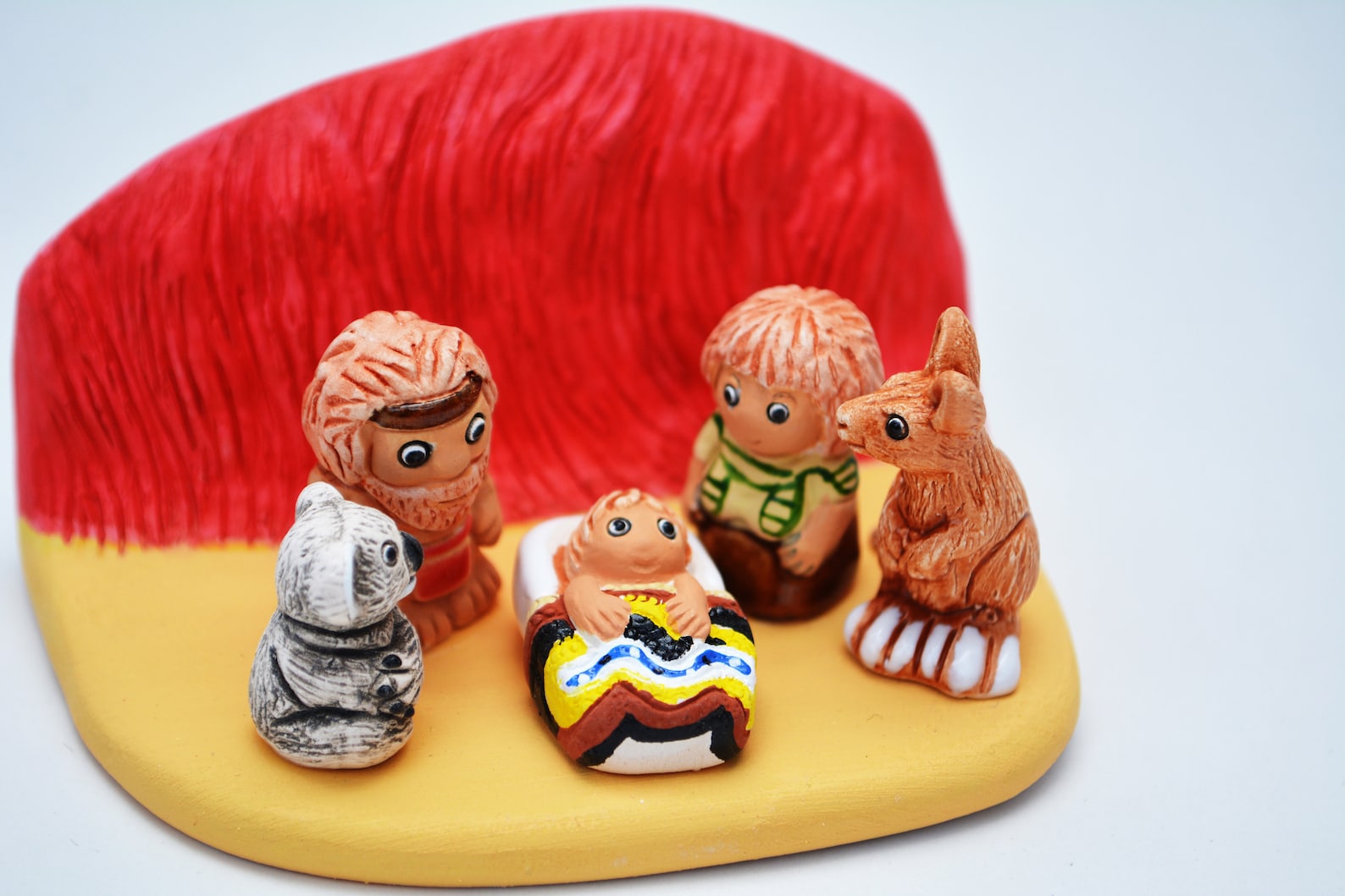 Australian I Nativity Scene - Handmade in Clay - 1 Block - 3.3"x2.2"x2 ...