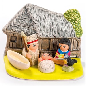 Peruvian Amazonian Nativity Scene - Handmade in Clay - 1 Block - 3.15 ...