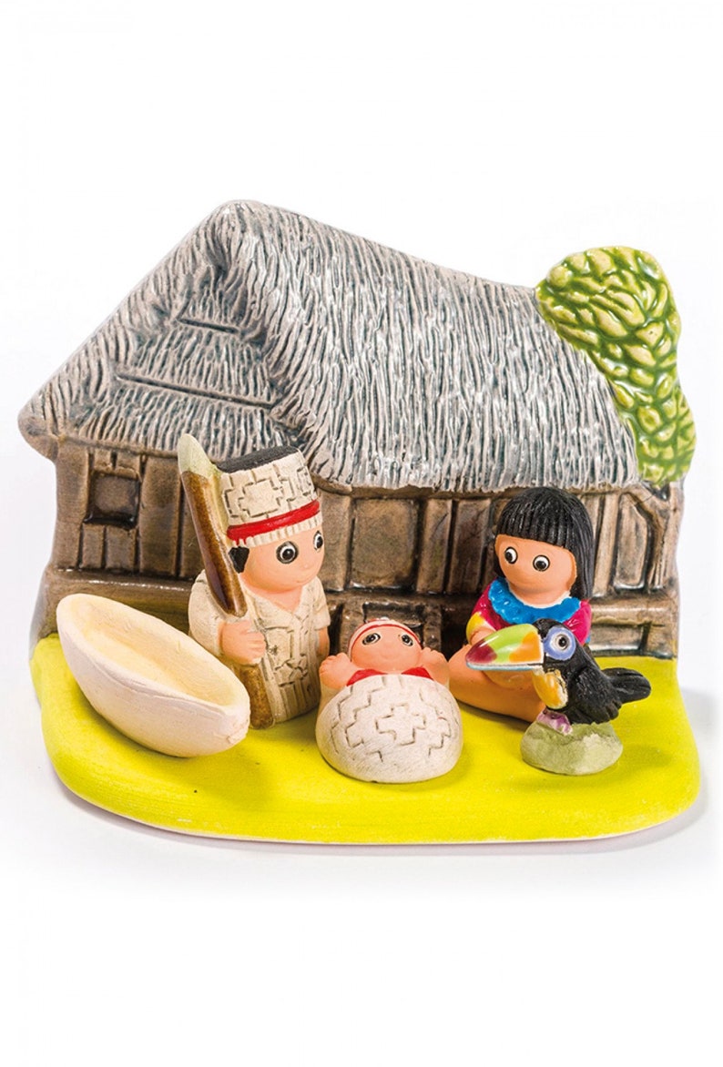 Peruvian Amazonian Nativity Scene - Handmade in Clay - 1 Block - 3.15 ...