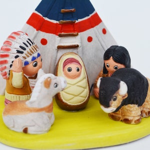 Native American "b" Nativity Scene - Handmade in Clay - 1 Block -3.3"x2 ...