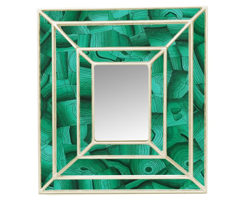 Malachite Accent Mirror, Triple Frame, Pattern in Reverse Painted Glass ...