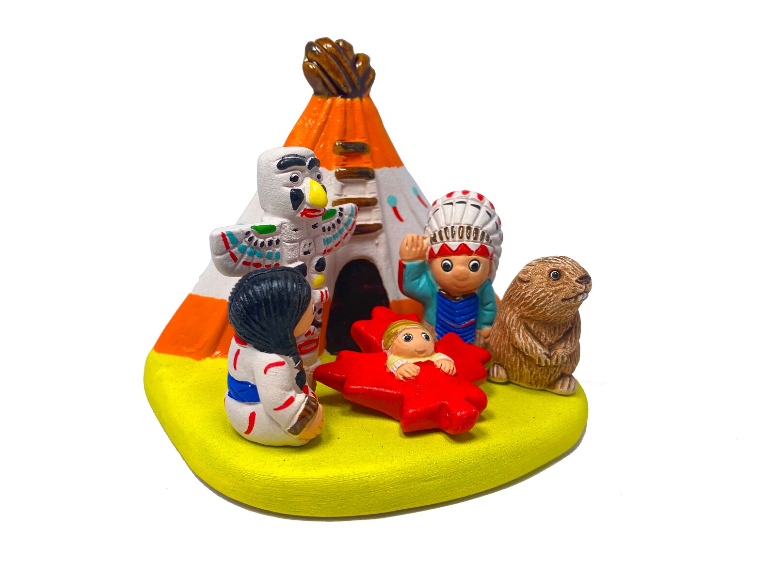 Native Canadian Nativity Scene - Handmade in Clay - 1 Block -3.3"x2.2 ...