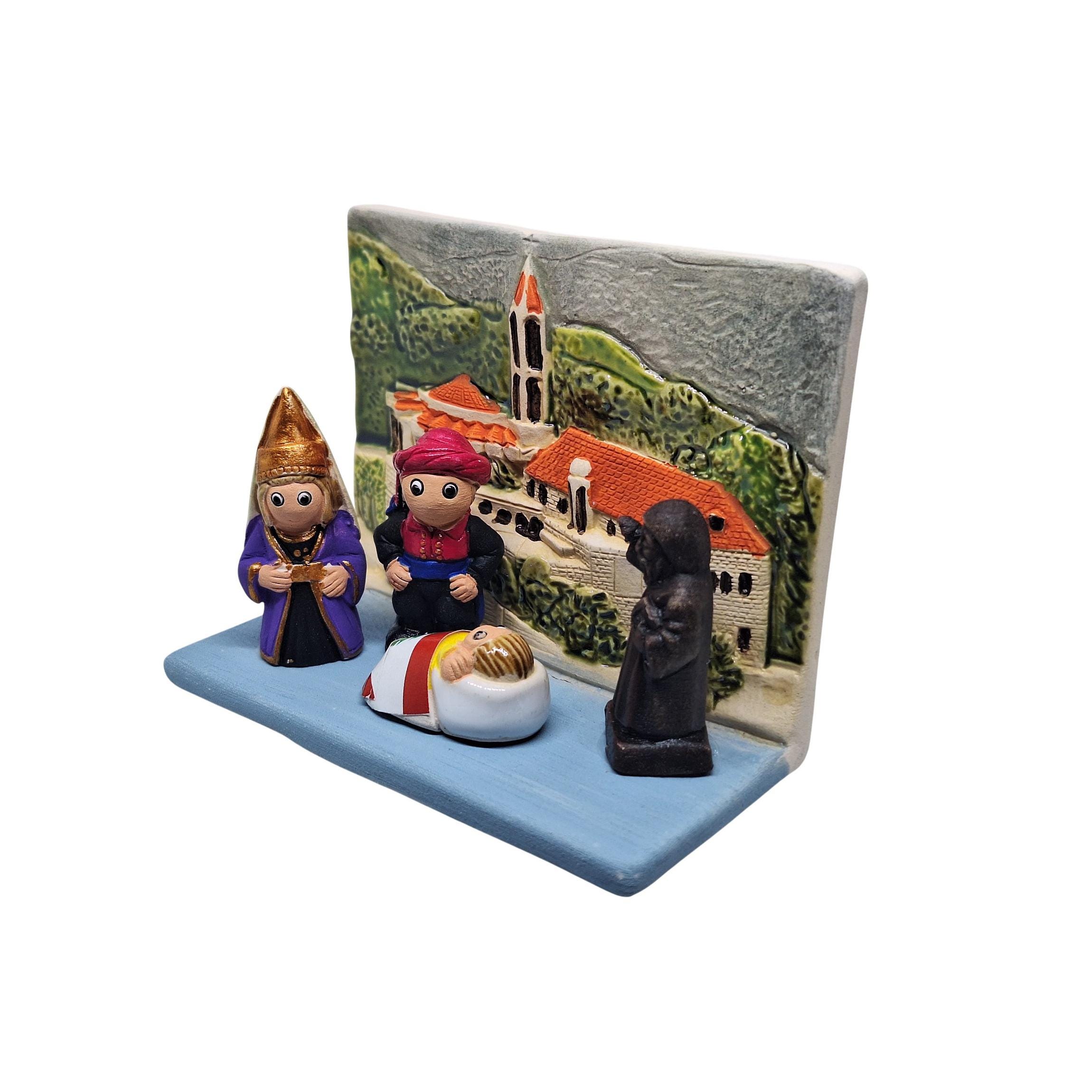Lebanese Nativity Scene – Handmade in Clay – 1 Block – 3.5" X 2.3" X 2. ...