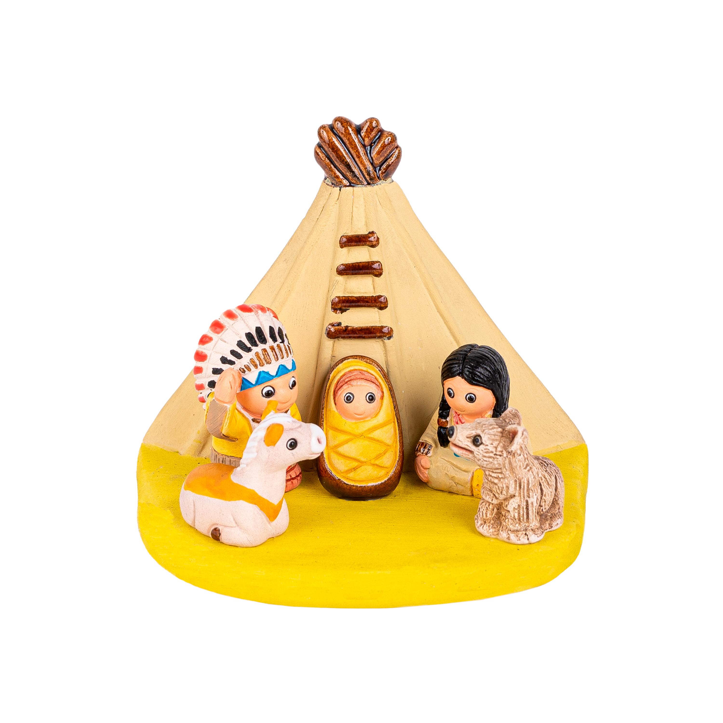 Native American "a" Nativity Scene - Handmade in Clay - 1 Block -3.3"x2 ...