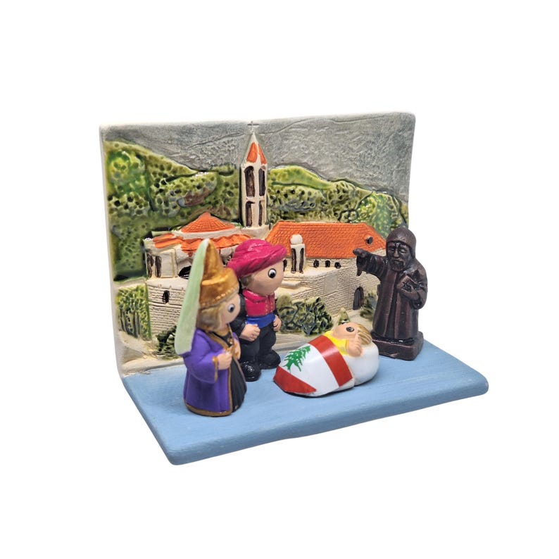 Lebanese Nativity Scene – Handmade in Clay – 1 Block – 3.5" X 2.3" X 2. ...