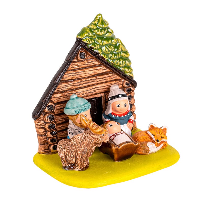 Norwegian Nativity Scene - Handmade in Clay - 1 Block - 3.8"x2.2"x2.9 ...