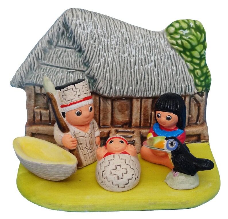 Peruvian Amazonian Nativity Scene Handmade in Clay 1 Block | Etsy