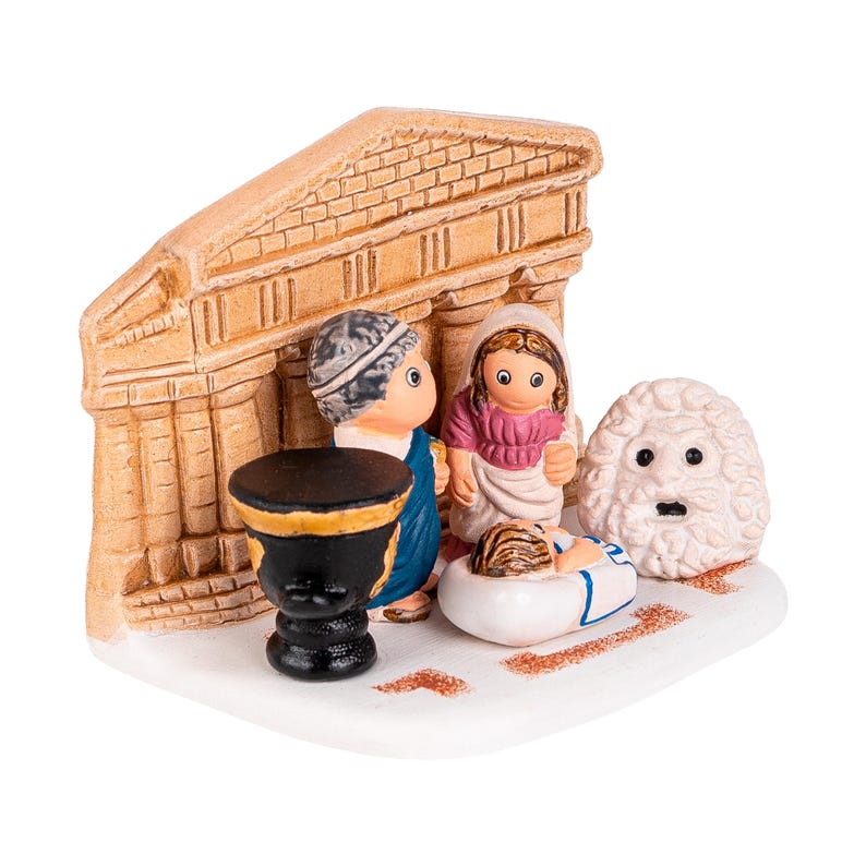 Greek Nativity Scene - Handmade in Clay - 1 Block - 3.1"x2"x3.1" High ...