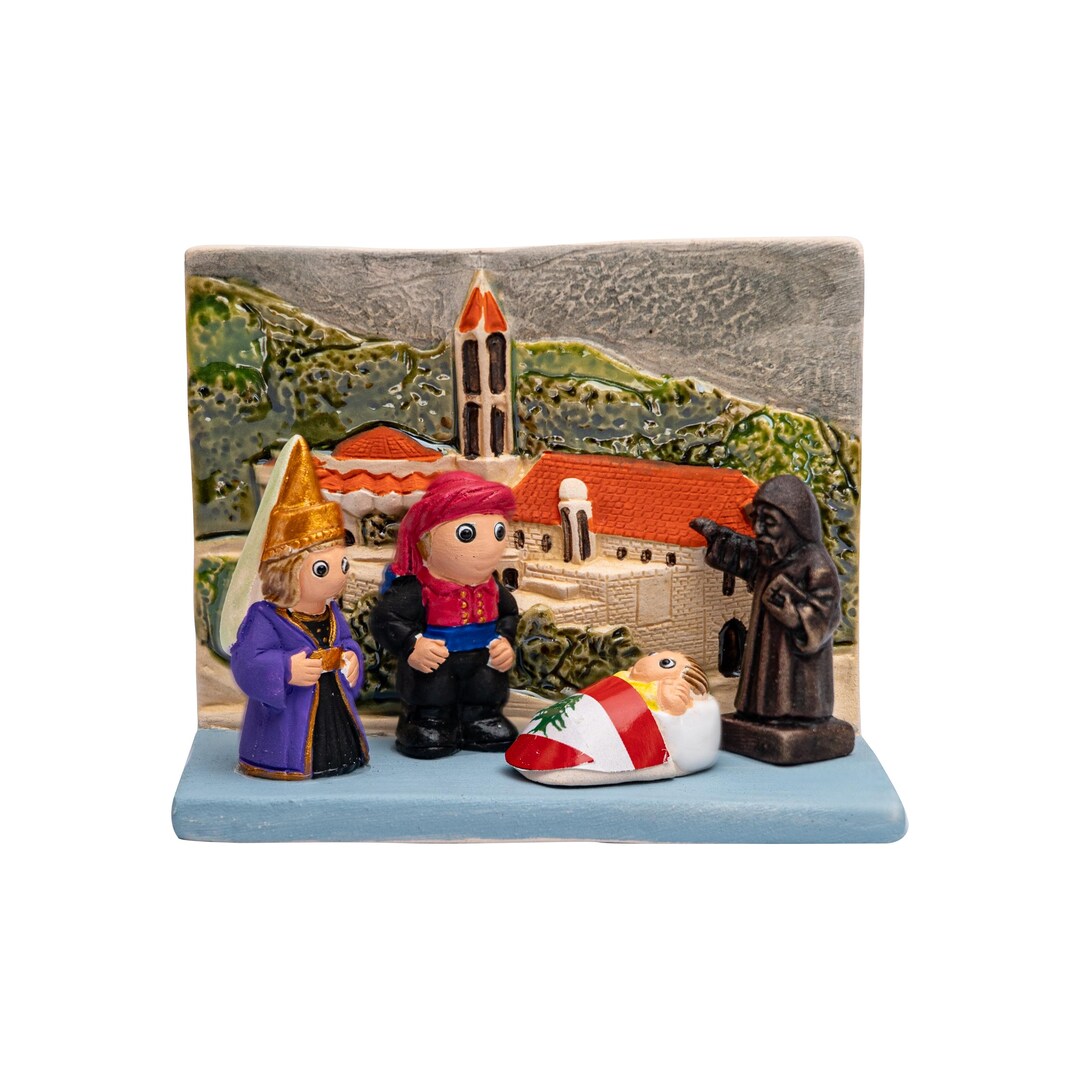 Lebanese Nativity Scene – Handmade in Clay – 1 Block – 3.5" X 2.3" X 2. ...