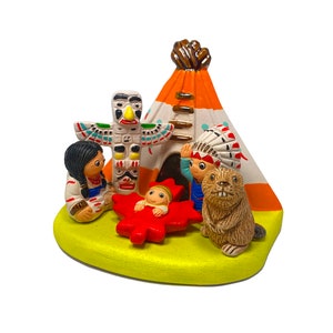 Native Canadian Nativity Scene - Handmade in Clay - 1 Block -3.3"x2.2 ...