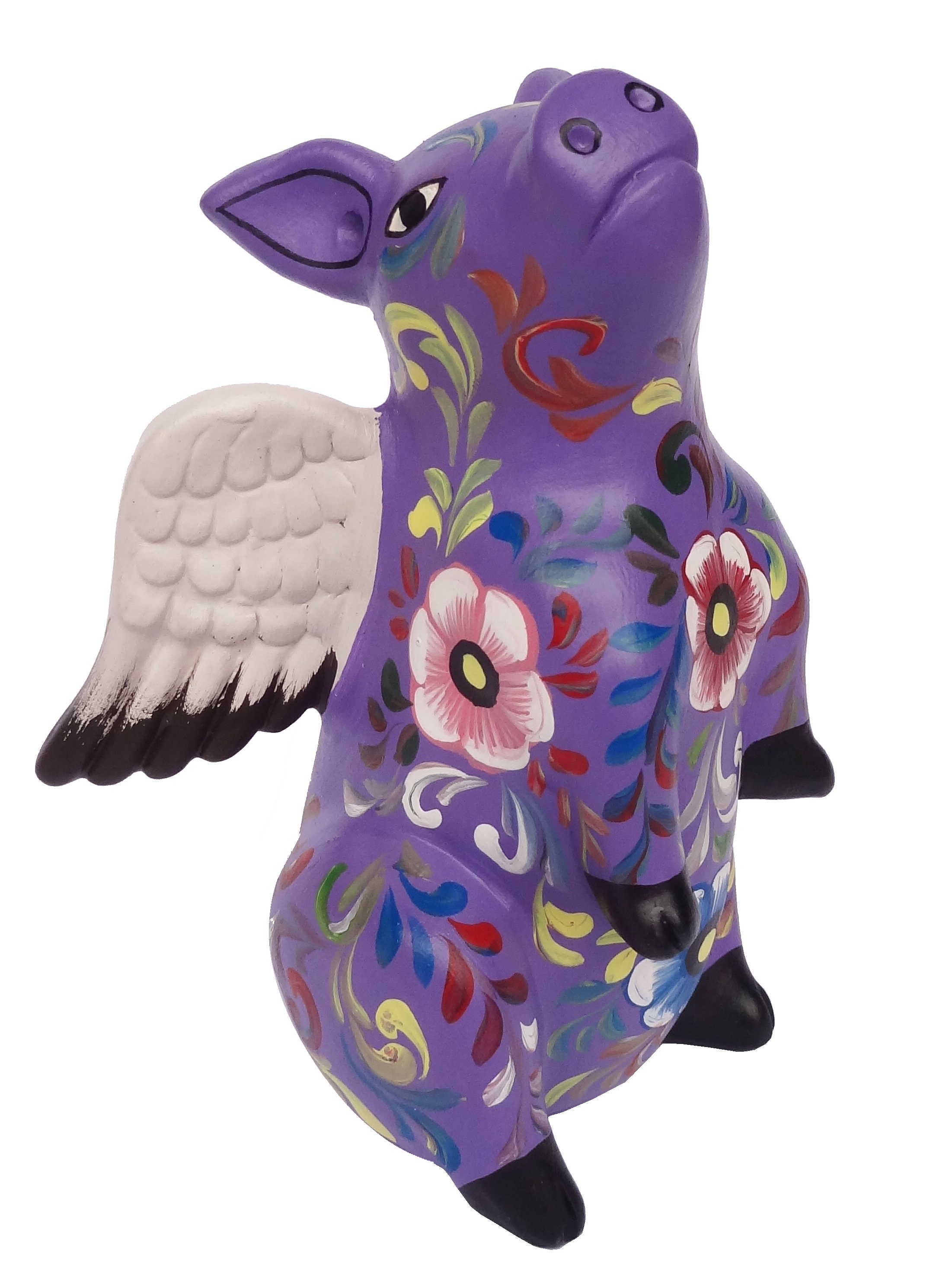 Flying Pig seated Handpainted in Ceramic 4.13 X | Etsy