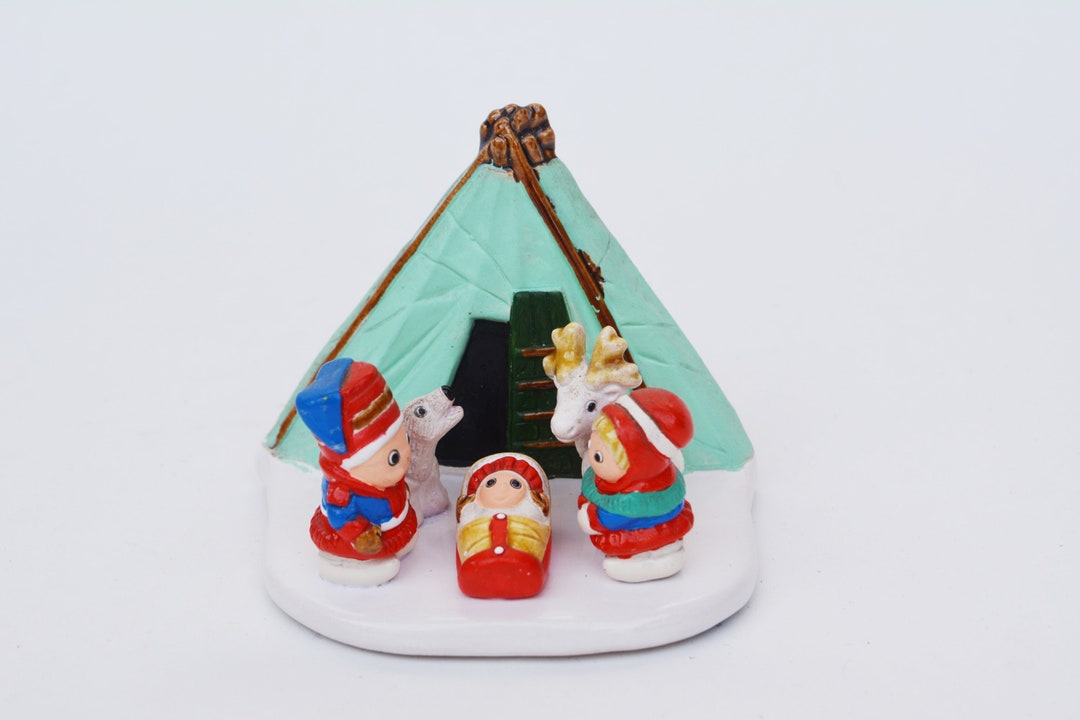 Saami Nativity Scene Handmade in Clay 1 Block 3.1x2.2x2.8 High, Finland ...