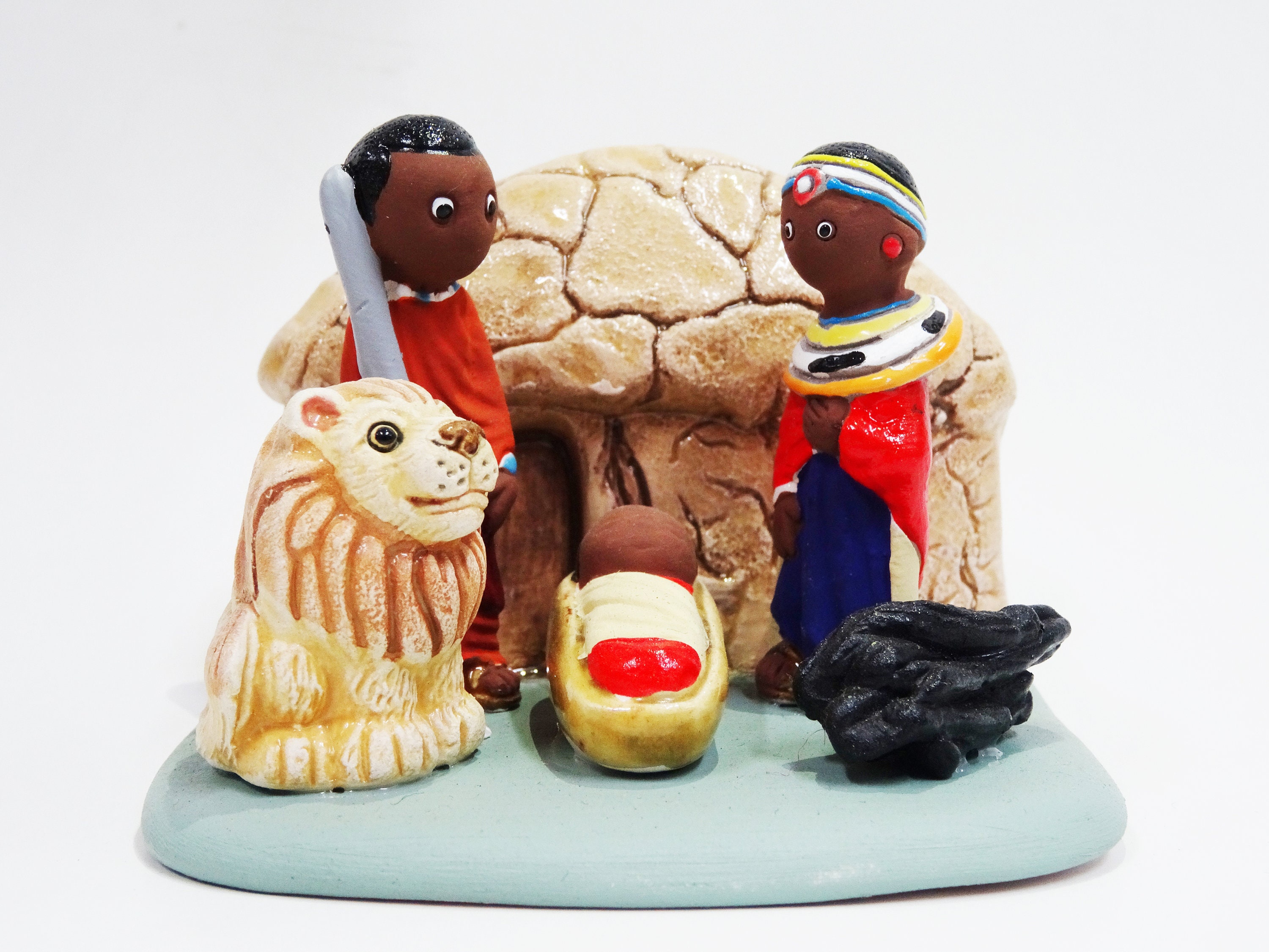 Maasai Nativity Scene Handmade in Clay 1 Block | Etsy