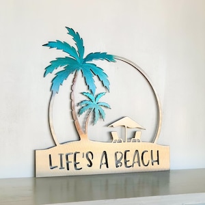Personalized Beach Chair Scene Metal Sign - Customizable Weatherproof ...
