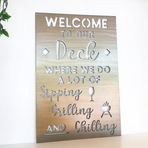 Welcome to the Deck Metal Sign Custom Porch/patio/deck Sign - Etsy