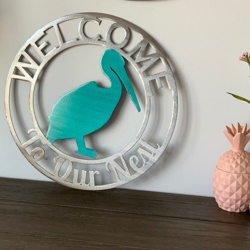 Personalized Metal Pelican Sign Customizable Door Hanger or - Etsy