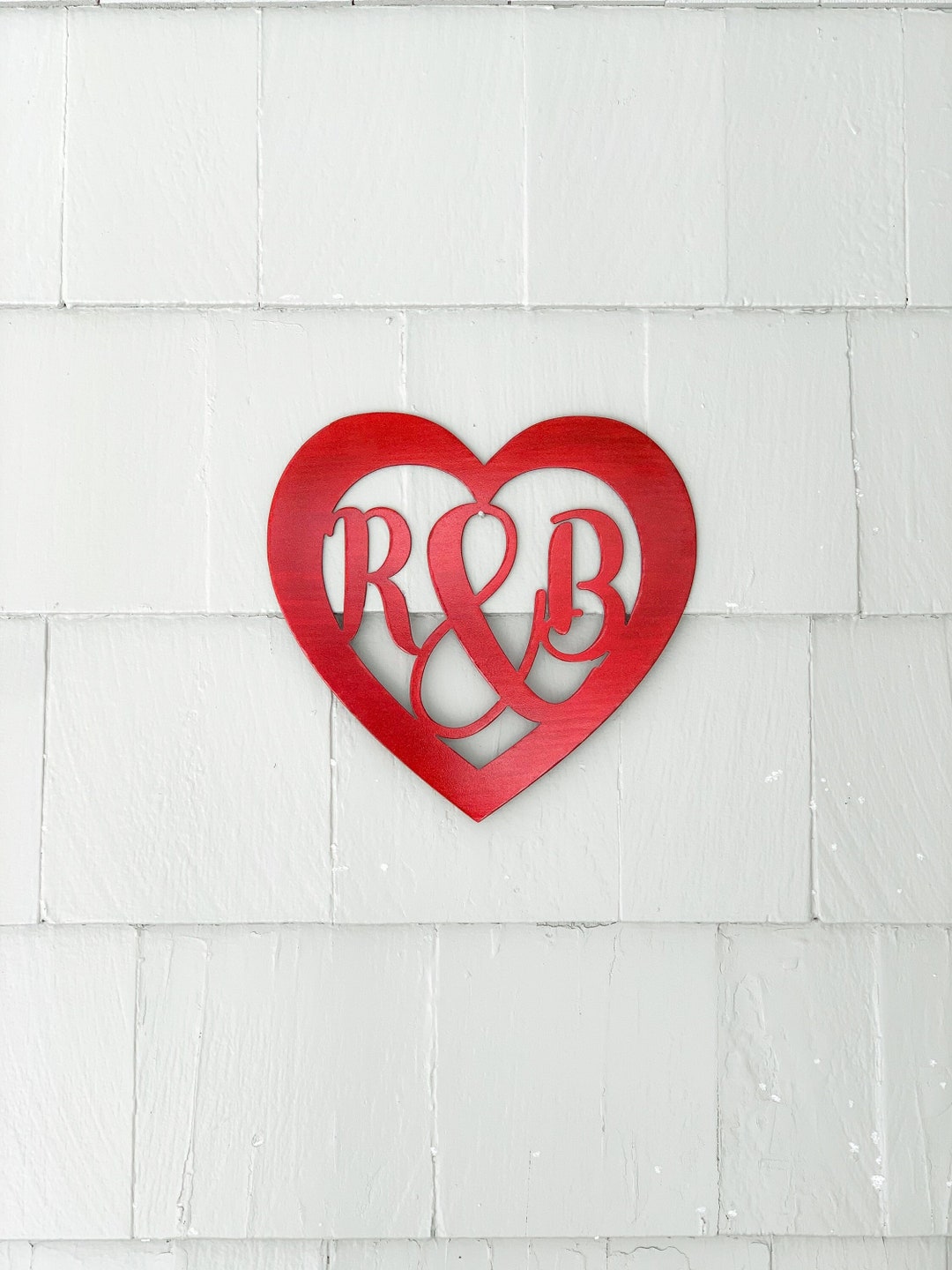 Personalized Metal Heart Wall Art | Initials Monogram, Anniversary Gift ...