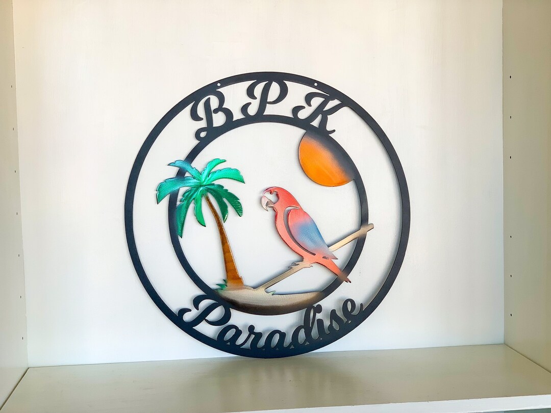 Personalized Parrot Palm Tree Metal Sign: Beach House Decor - Etsy