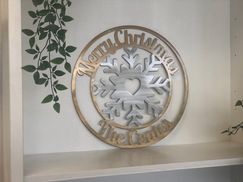 Personalized Merry Christmas Metal Snowflake Sign | Etsy