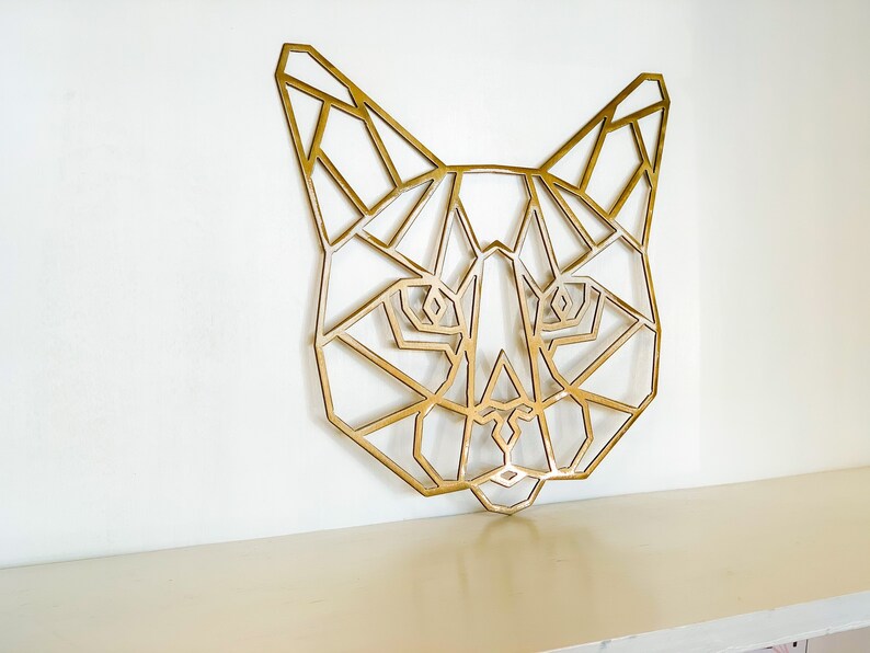 Geometric Cat Face Metal Wall Art - Etsy