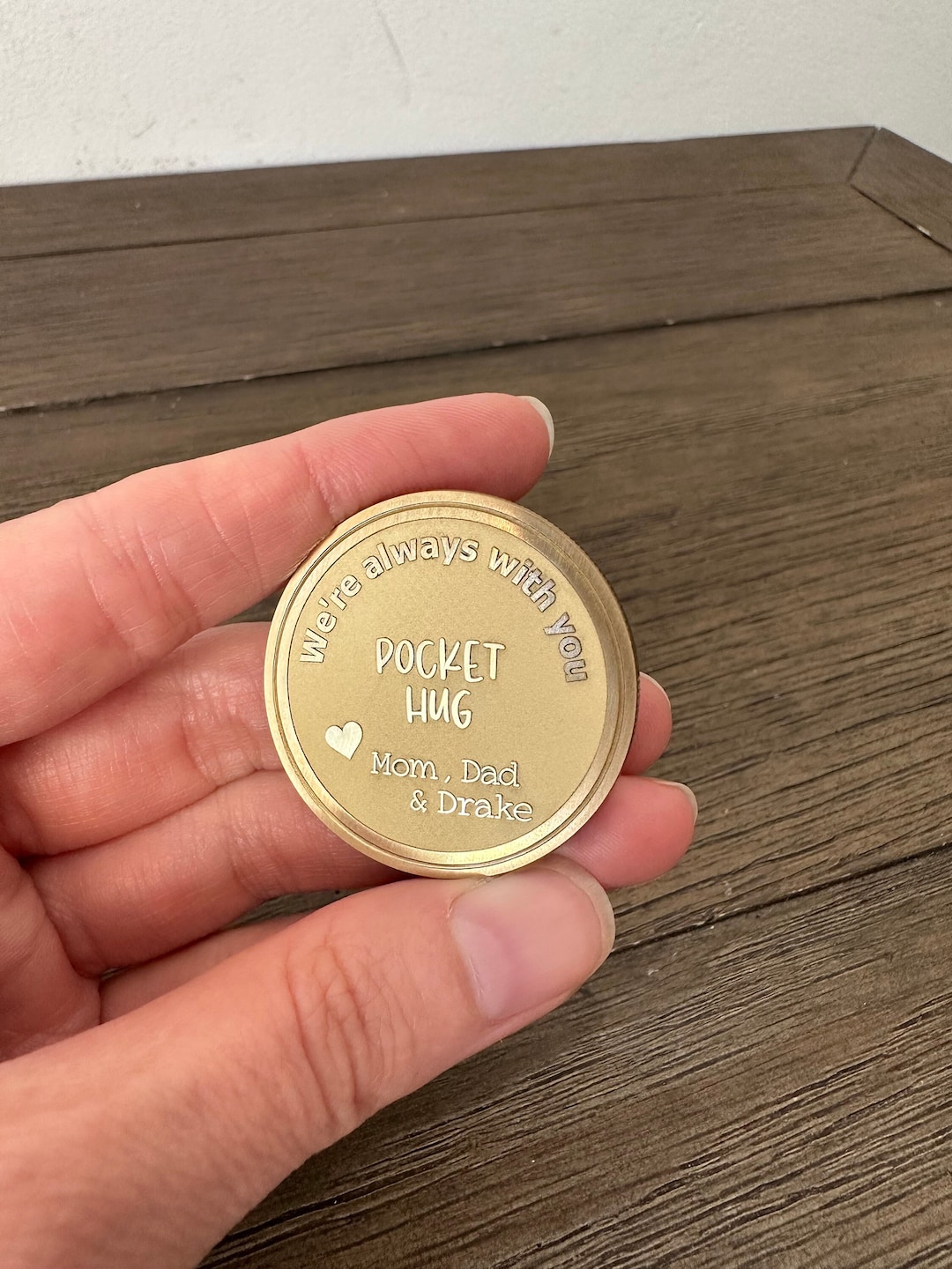 Personalized Brass Pocket Hug Token: Engraved Challenge Coin - Etsy