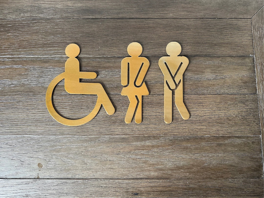Metal Bathroom Sign Figures: Funny Restroom Decor Set - Etsy