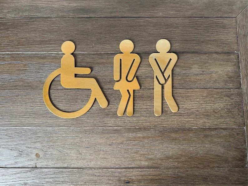 Metal Bathroom Sign Figures: Funny Restroom Decor, Set of 3 - Etsy