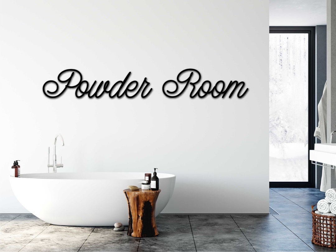 Powder Room Metal Wall Art, 2 Piece Sign With Powder Coat | Bathroom ...