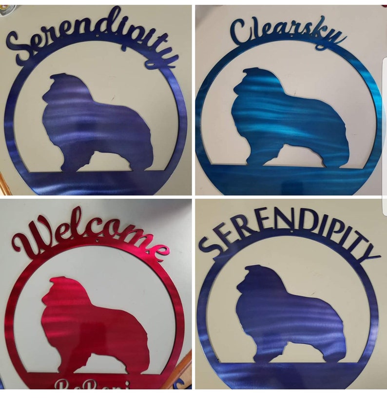 Welcome Sheltie Metal Sign Door Hanger or Wall Art - Choose Any Color ...