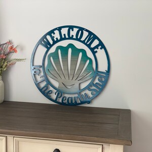 Personalized Seashell Metal Wall Art Sign - Customizable Weatherproof ...