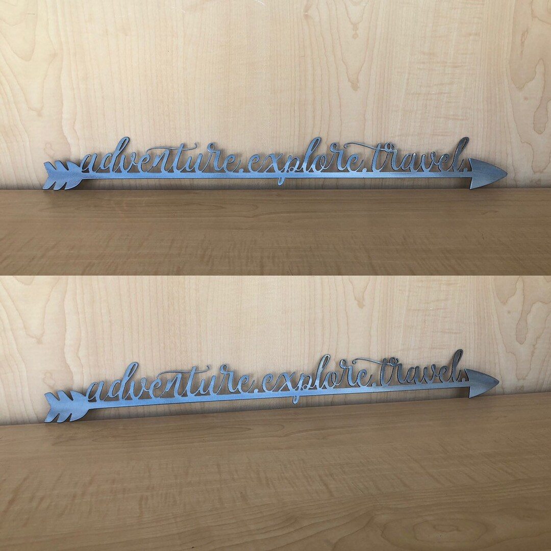Adventure Explore Travel Metal Arrow Sign: Powder Coat Wall Art - Etsy
