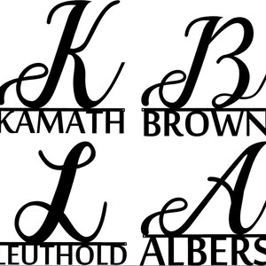 Modern Metal Monogram With Initial and Last Name - Etsy