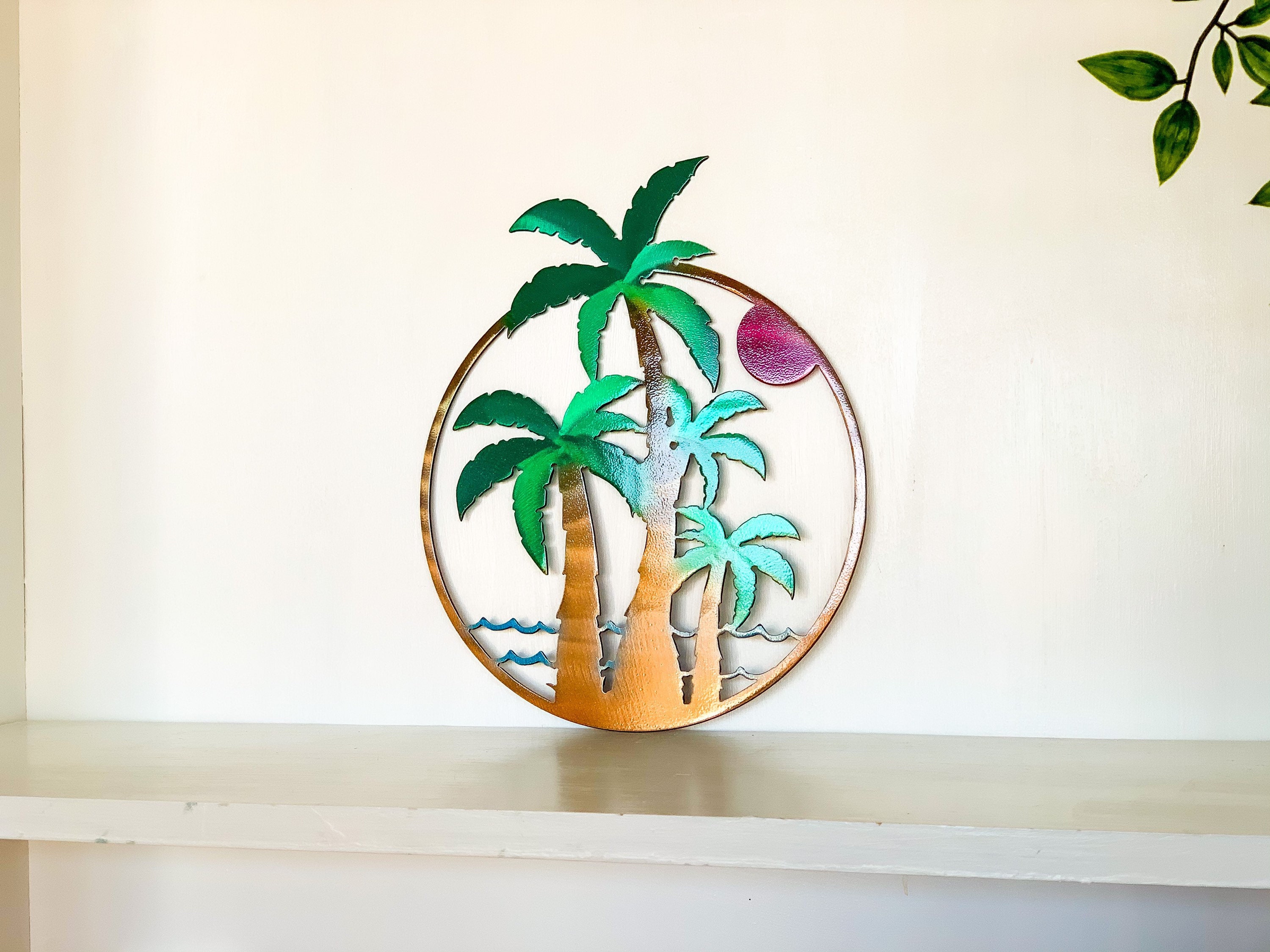 Palm Tree Scene Sunset Sign Metal Wall Art Beach House - Etsy Australia