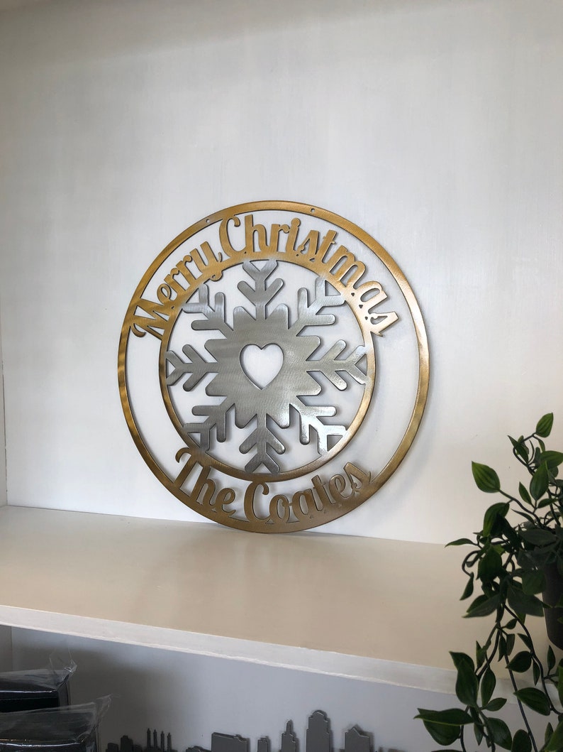 Personalized Merry Christmas Metal Snowflake Sign | Etsy