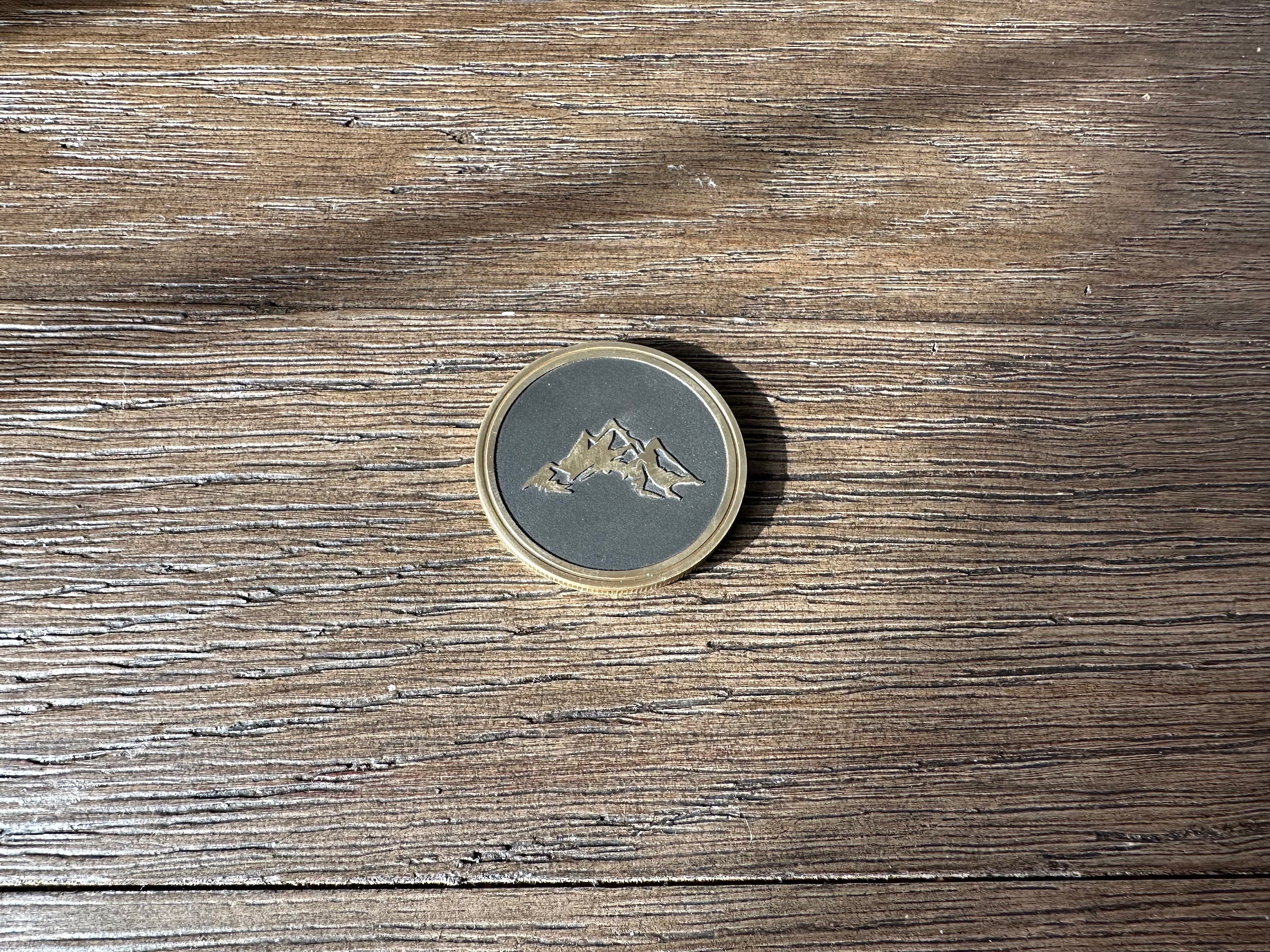 Eagle Bear Scene Engraved Brass Challenge Coin • Mountains • Nature ...