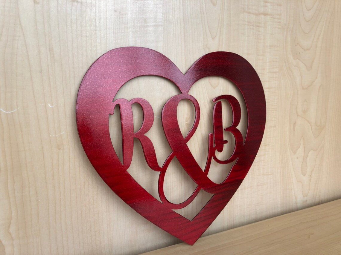 Personalized Heart with Initials Monogram Metal Wall Art | Etsy