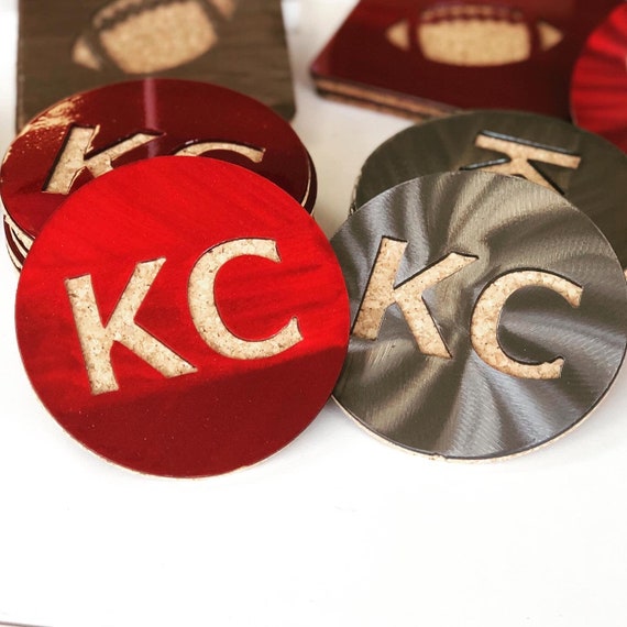 KC Steel & Cork Coasters 4 With Powder Coat | Etsy